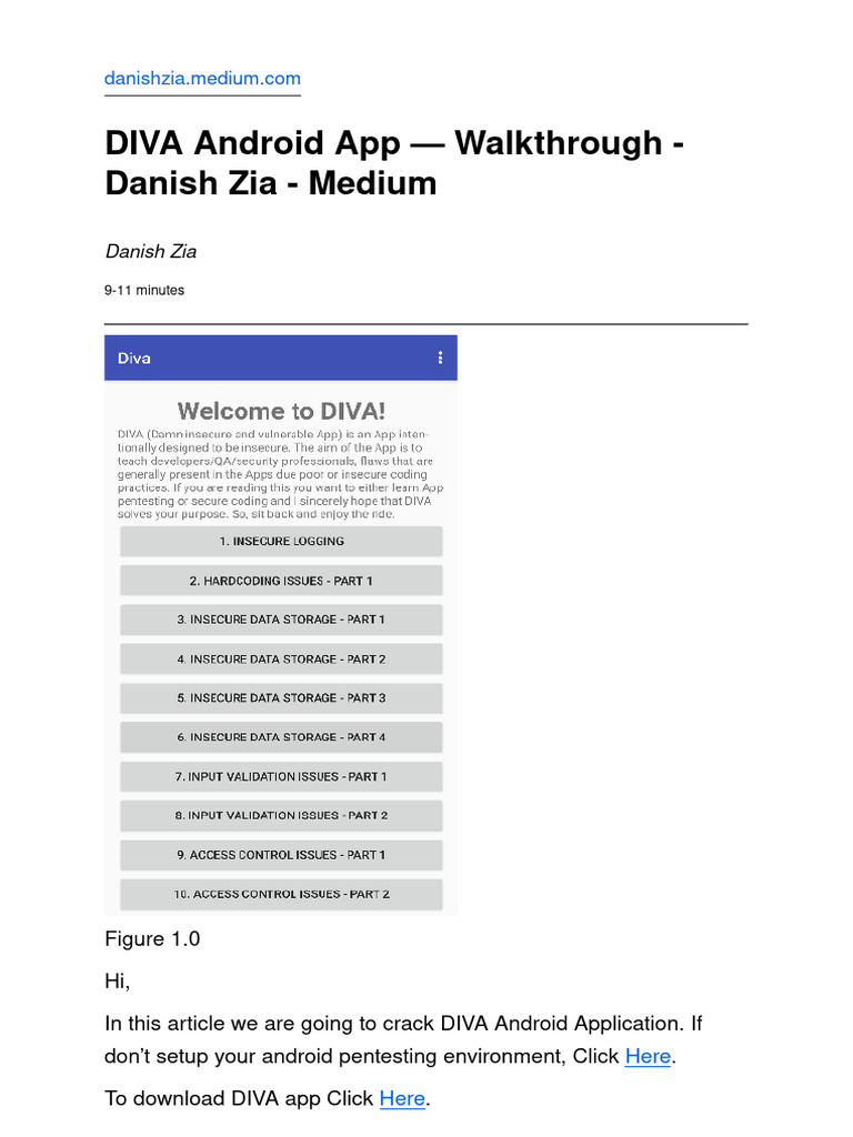 DIVA Android App Penetration Walkthrough | PDF | Android (Operating ...