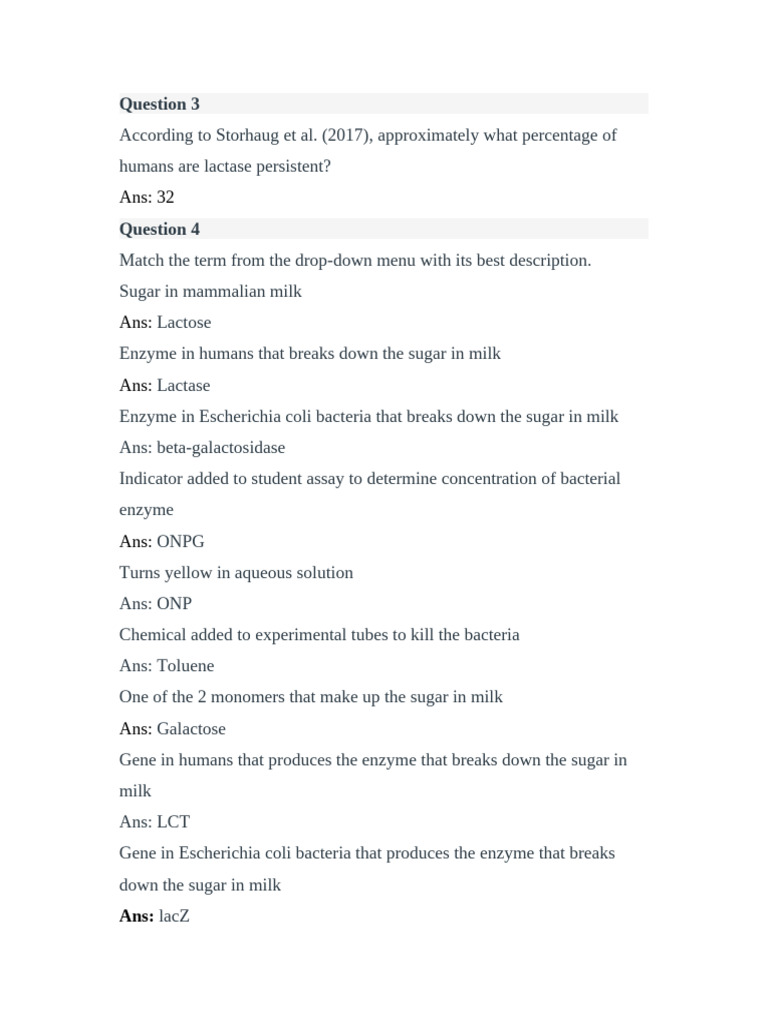 Lac Operon Lab Answer | PDF | Operon | Repressor
