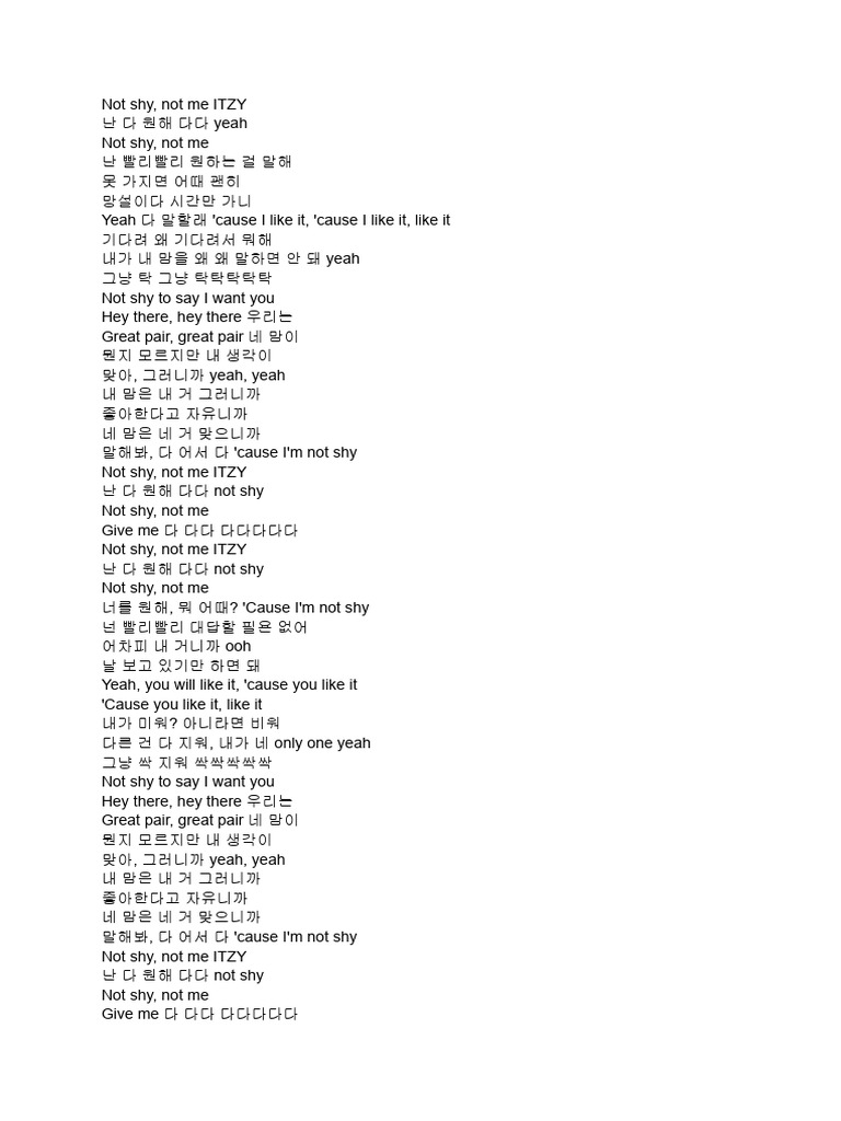 Not shy, not me ITZY | PDF