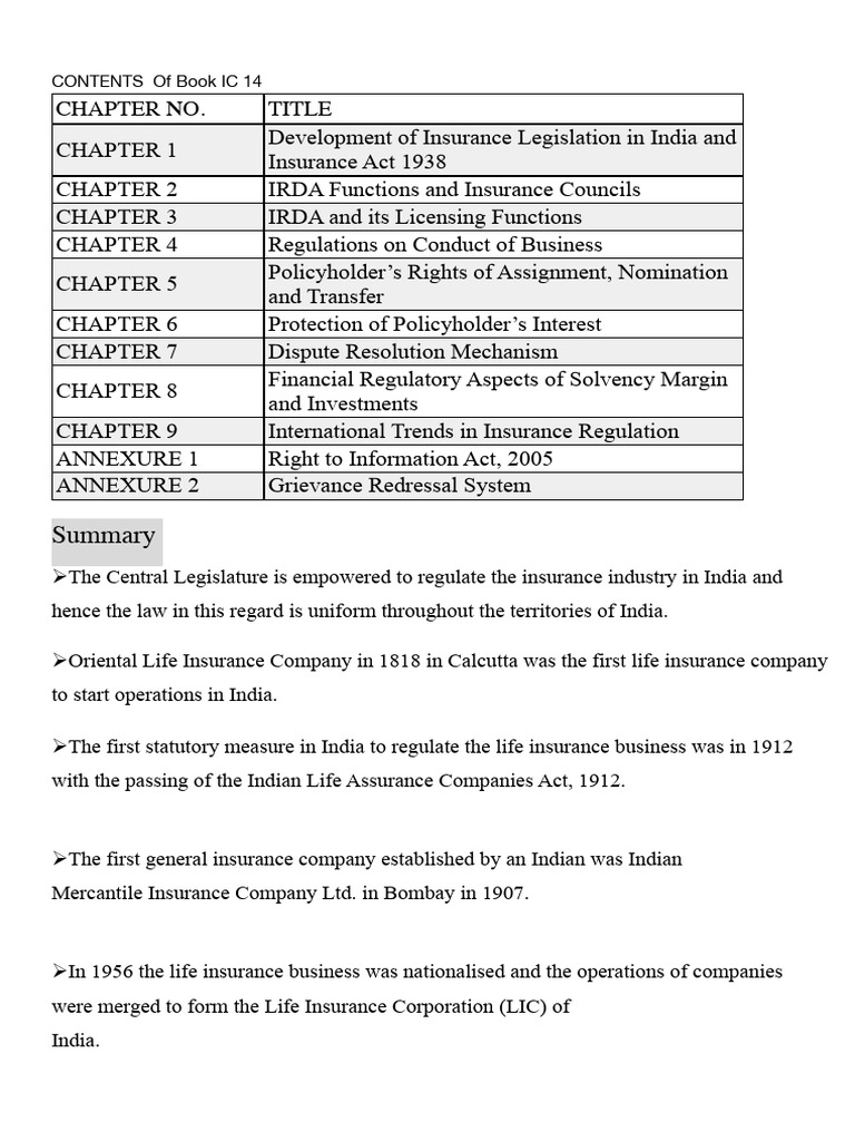 IC 14: Regulation of Insurance Business | PDF | Insurance | Reinsurance