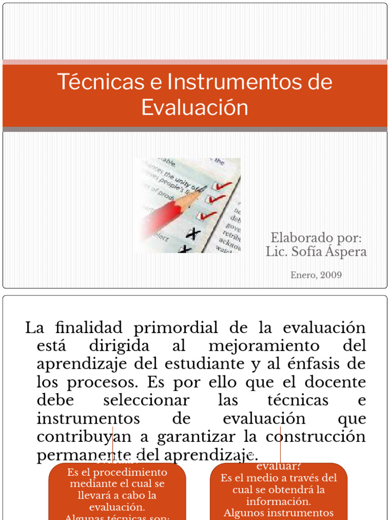 tecnicas-e-instrumentos-de-evaluacion.ppt | PDF | Evaluación | Comportamiento