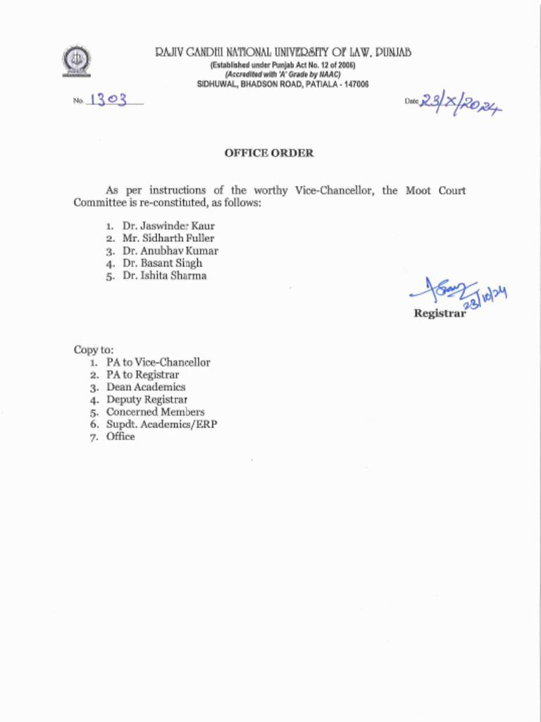 Office Order 1303 Moot Court Committee | PDF