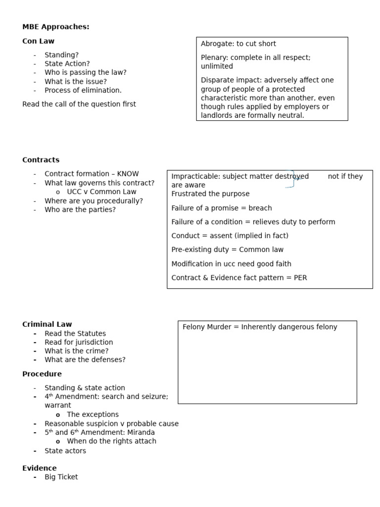 Comprehensive MBE Study Guide | PDF | Tort | Negligence