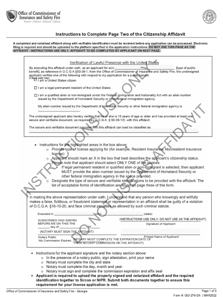 Citizenship Affidavit GID-276-EN MAY2024 | PDF