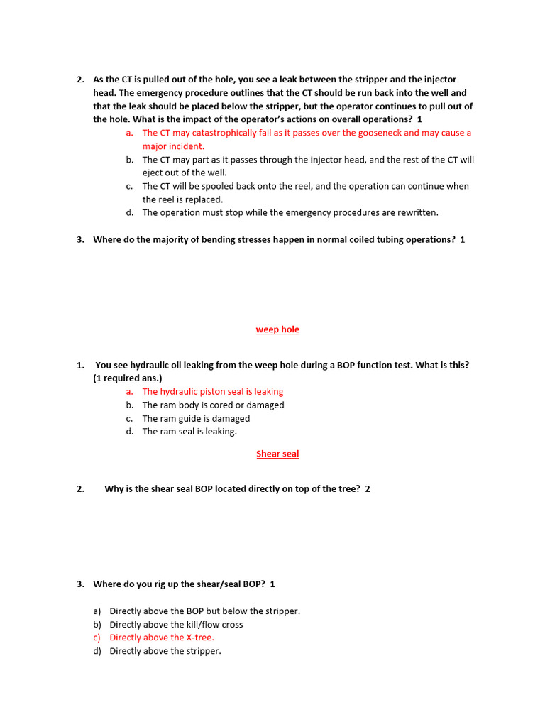 Iwcf Coiled Tubing Exercise - 2 | PDF | Gas Technologies | Mechanical Engineering