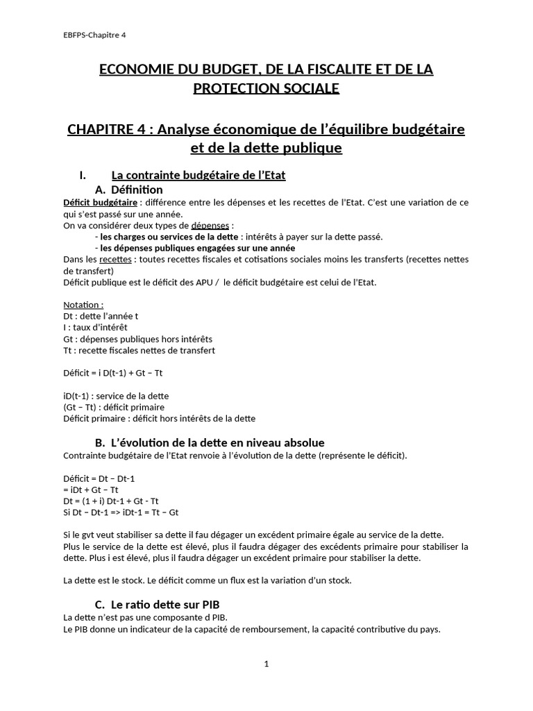 EBFPS-Chapitre-4.docx Version 1 | PDF | Inflation | Dette publique