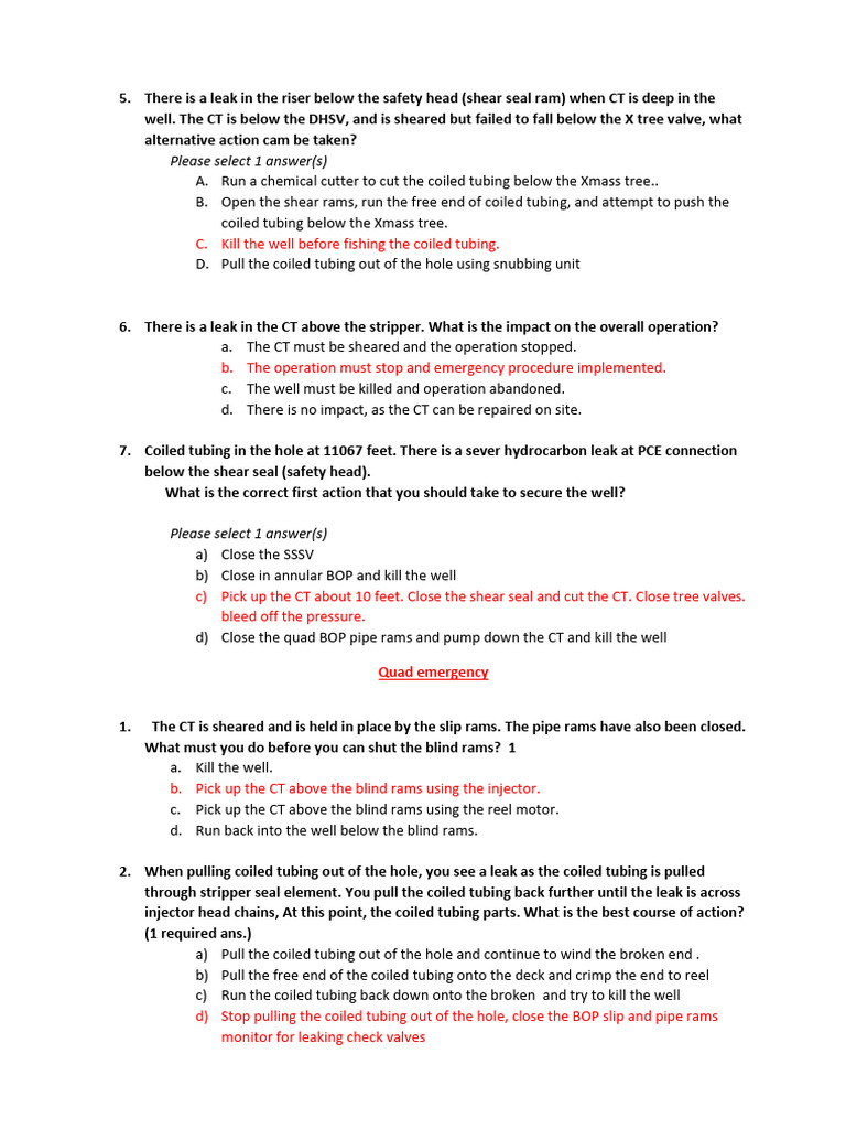 Iwcf Coiled Tubing Exercise - 4 | PDF | Hydraulics | Gas Technologies