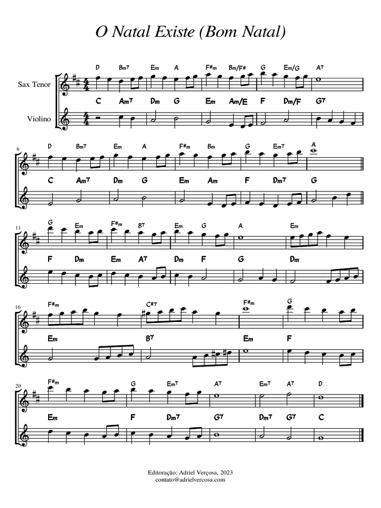 Música de Natal: Partitura e Acordes | PDF