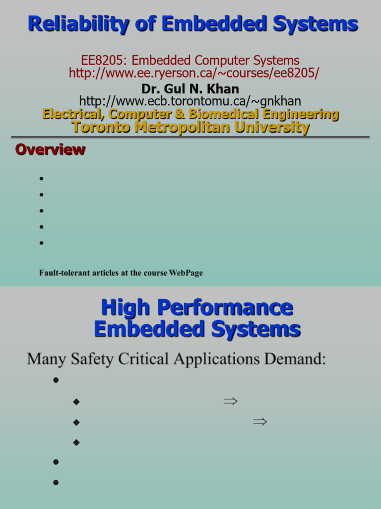 FT Embedded Systems EE8205 | PDF | Fault Tolerance | Reliability Engineering