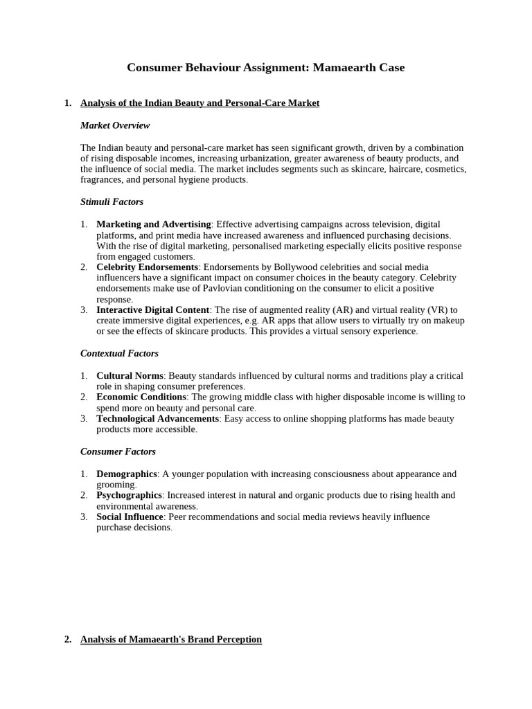 Consumer Behaviour Mamaearth Case | PDF | Consumer Behaviour | Brand