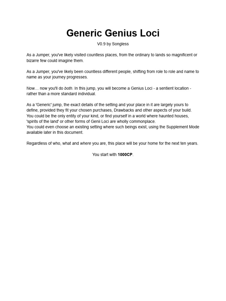 Generic Genius Loci WIP | PDF | Attention