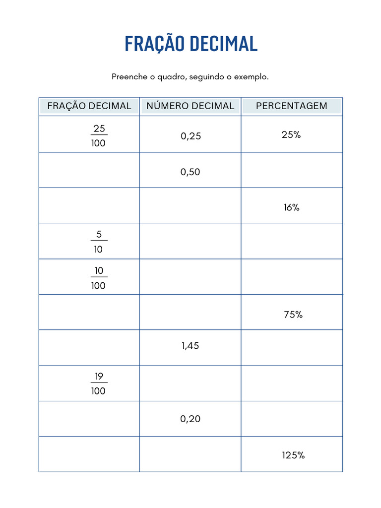 Ficha Matematica 6 Ano Fracoes Decimais e Percentagens | PDF