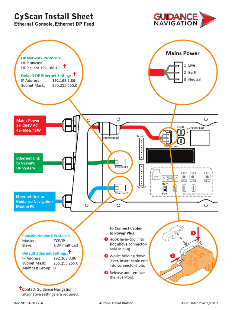 94-0122-4 CyScan IV Install Sheet - Ethernet DP, Ethernet Console (3 ...