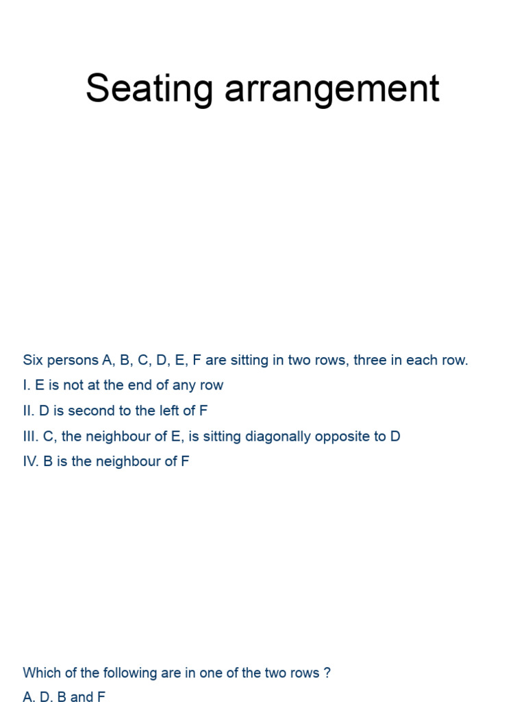 Seating Arrangement | PDF | Vegetables | Foods