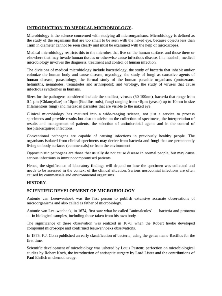 History of Microbiology | PDF | Cell (Biology) | Microbiology