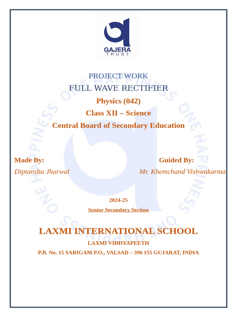 Full Wave Rectifier Project Overview | PDF | Rectifier | Direct Current
