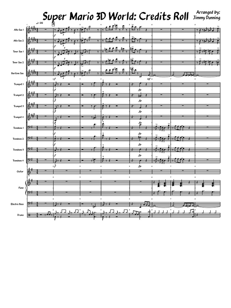 Super Mario 3D World Sheet Music | PDF | Saxophone | Musical Instruments