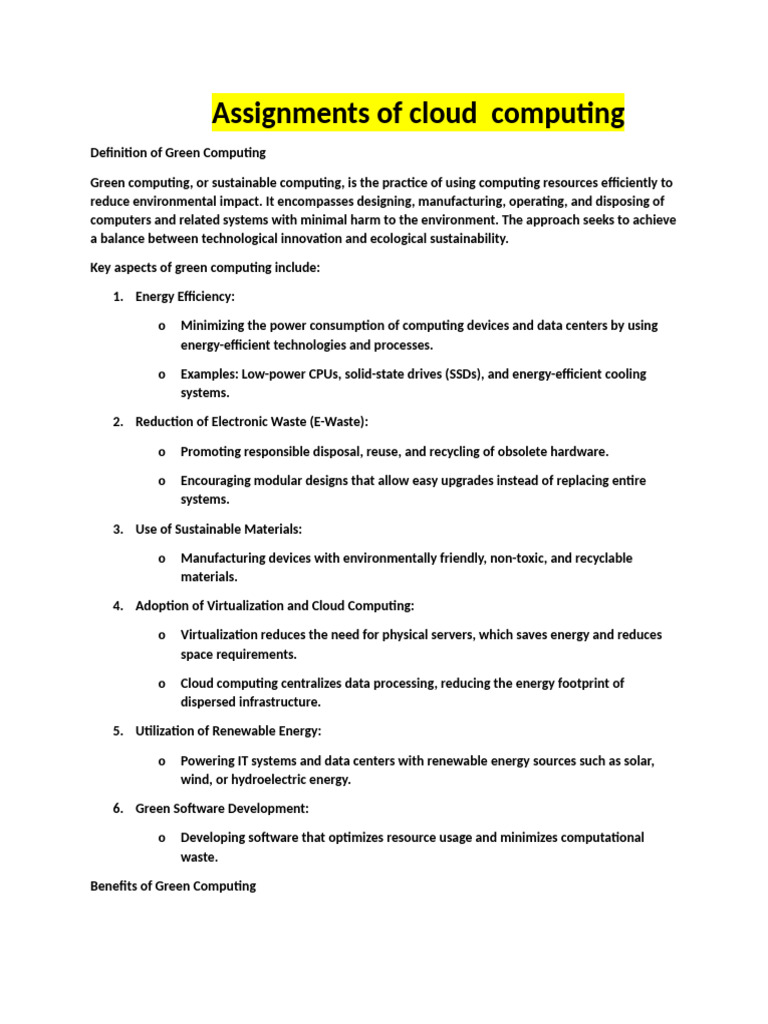 Group Assignments of Cloud Computing | PDF | Load Balancing (Computing) | Efficient Energy Use