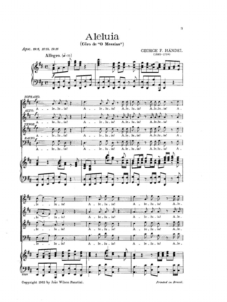 Aleluia Handel Partitura - Piano e Coral | PDF