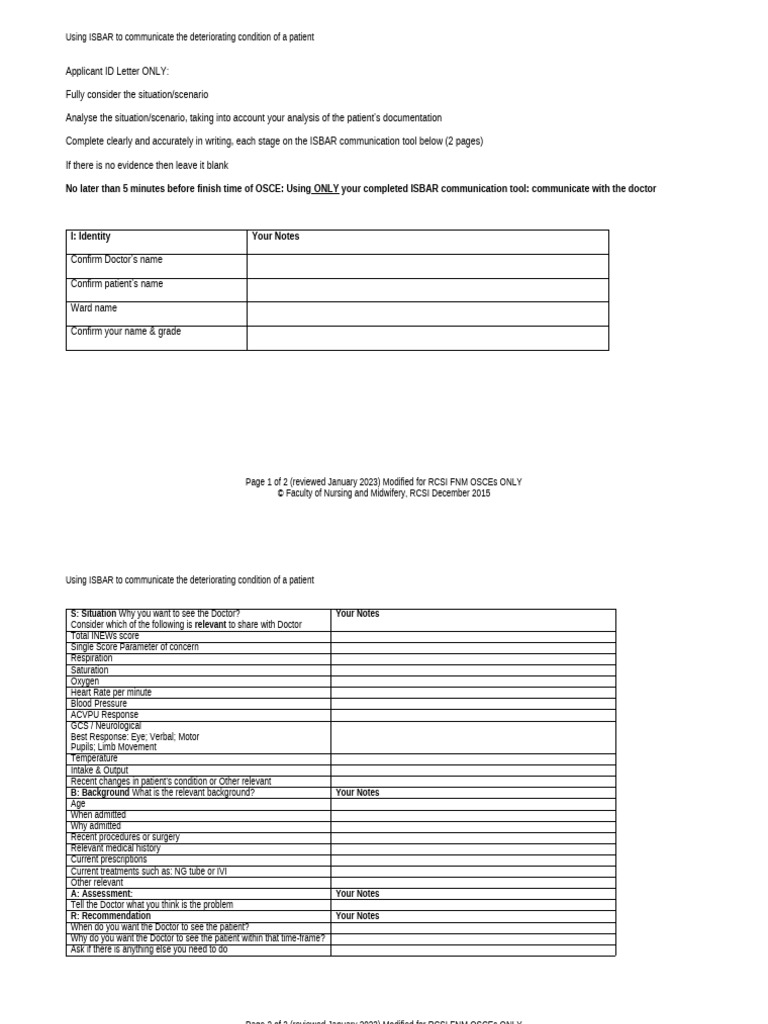 ISBAR Modified | PDF