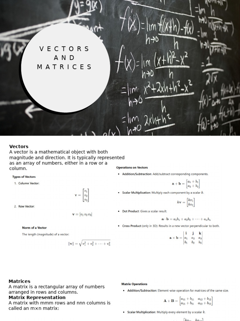 Vectors and Matrices Basics | PDF