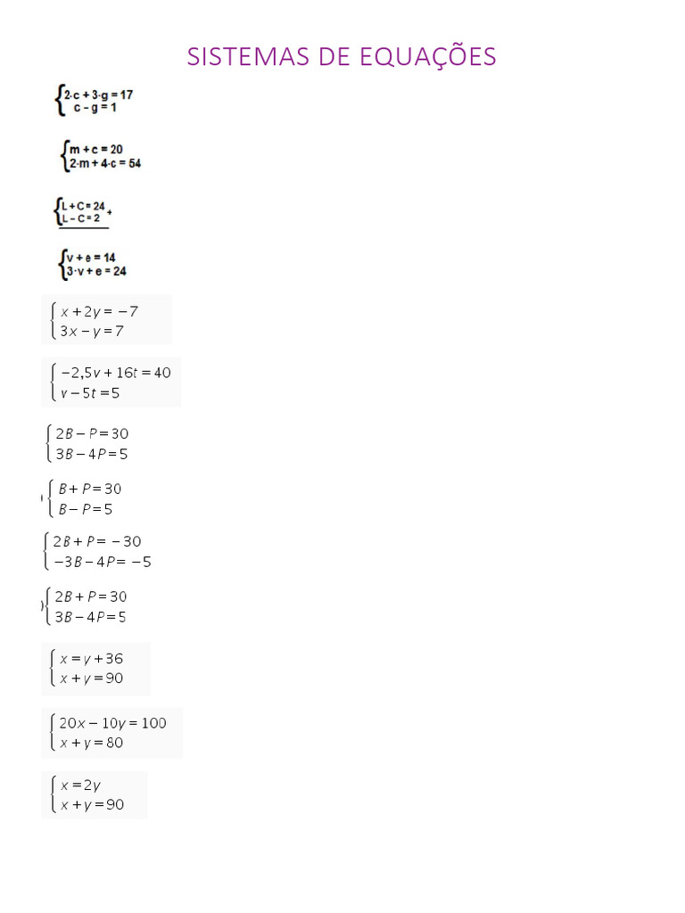 Sistemas de Equações | PDF