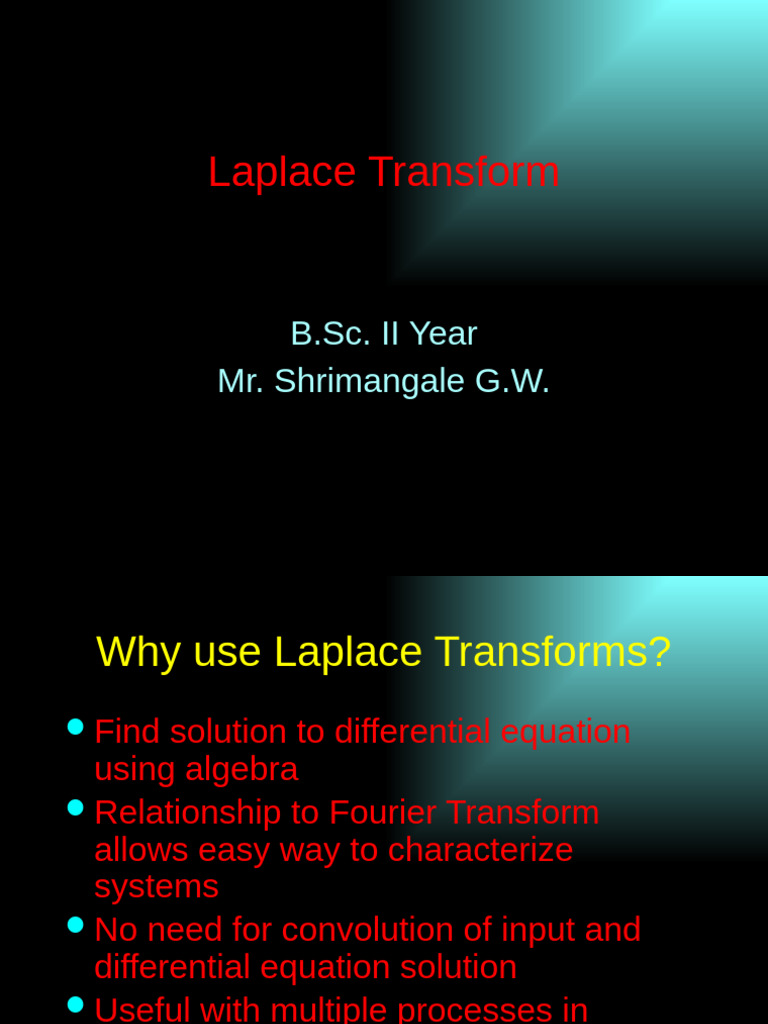 Understanding Laplace Transforms | PDF | Laplace Transform | Harmonic ...