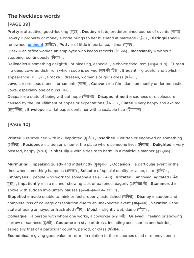 The Necklace words | PDF | Bargaining