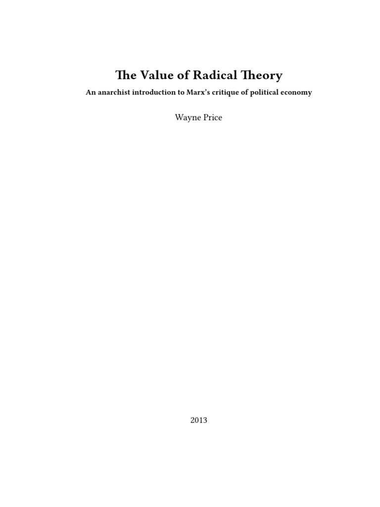 wayne-price-the-value-of-radical-theory | PDF | Marxism | Value (Economics)