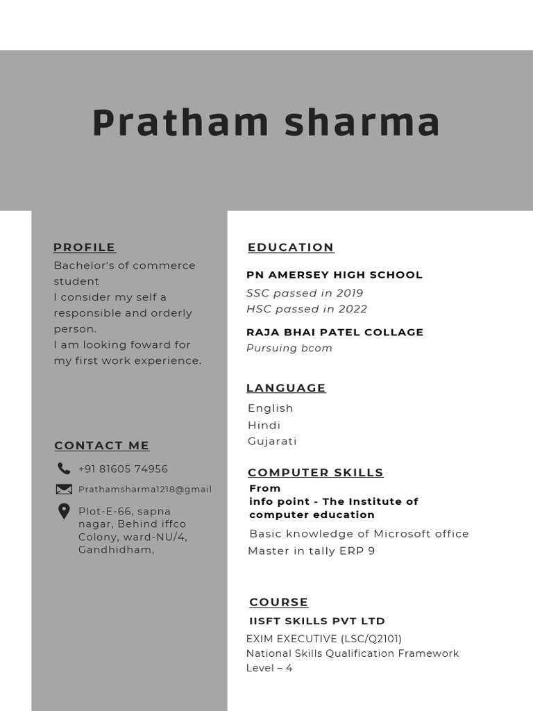 Pratham Resume CV | PDF