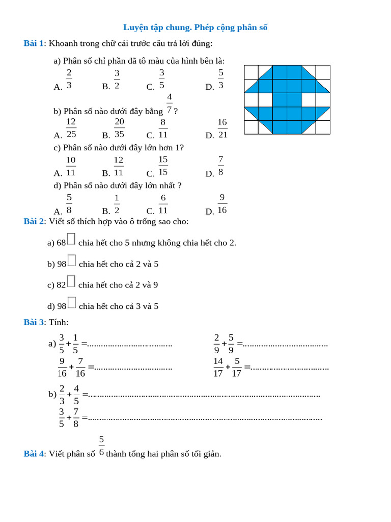 Phieu Bai Tap Toan Lop 4 Tuan 23 | PDF
