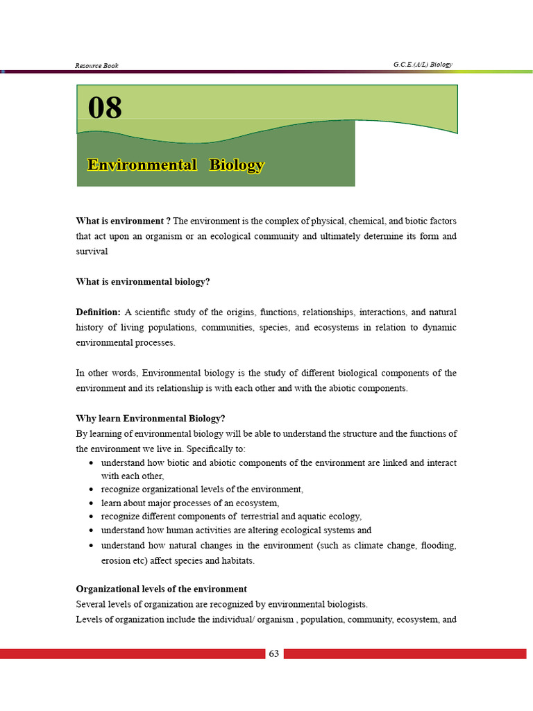 Biology Resource Book Unit 8 English Medium | PDF | Food Web | Ecosystem