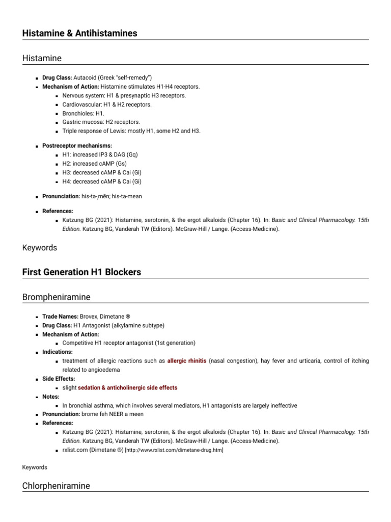 All Histamine Antihistamine Drugs (TUSOM Pharmwiki) | PDF | Drugs ...