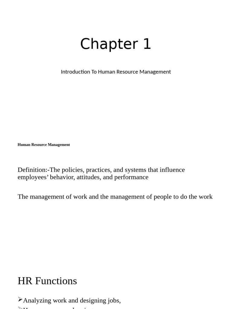 Introduction To Human Resource Management | PDF | Human Resource ...