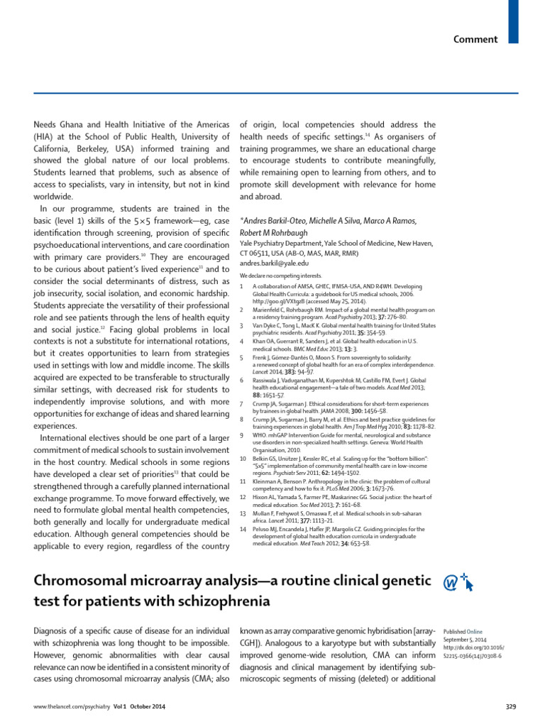 Chromosomal Microarray Analysis— A Routine C | PDF | Schizophrenia ...