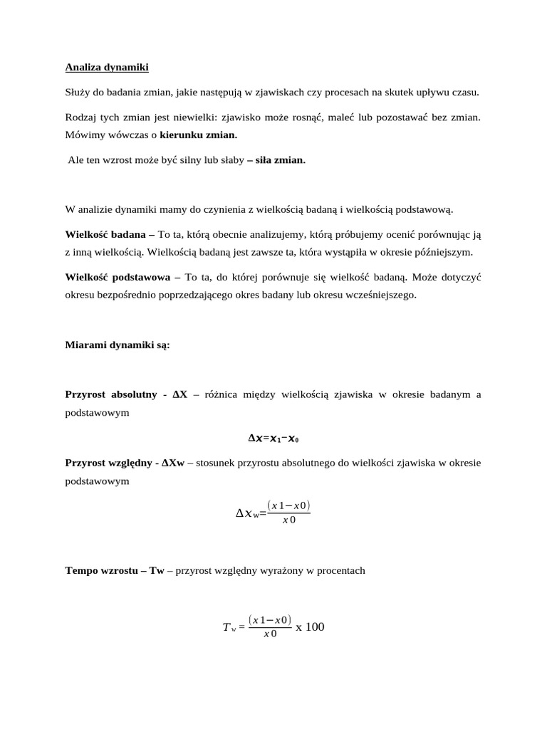 Analiza Dynamiki | PDF