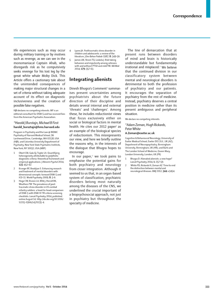 Integrating-Alienists Lanpsy | PDF | Psychiatry | Dsm 5