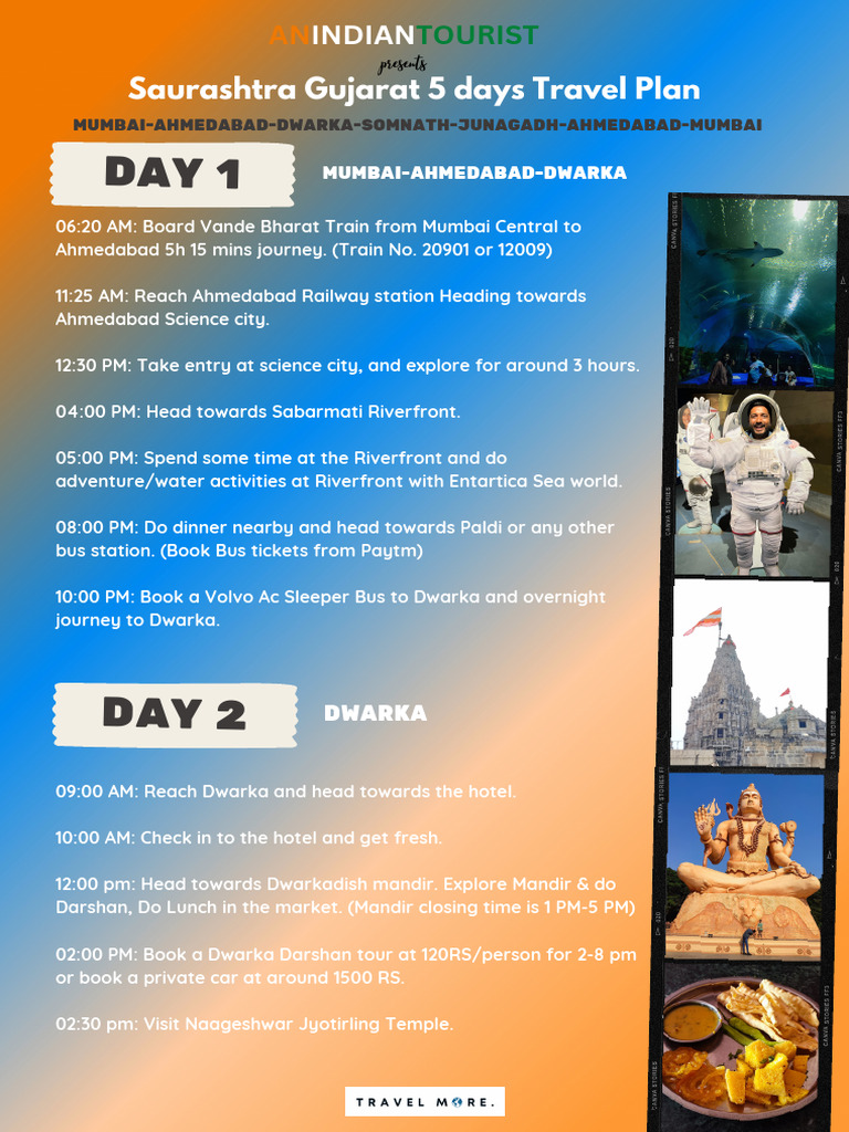 Saurashtra Gujarat 5 days plan | PDF | Public Transport | Transport