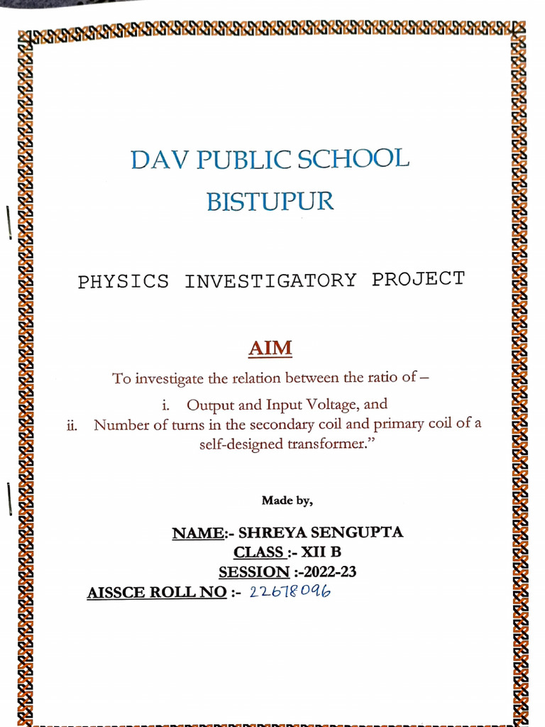 Sample Project Physics Xii 1 Pdf Transformer Electromagnetic Induction