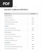 SAP FICO Transaction Codes Overview | PDF