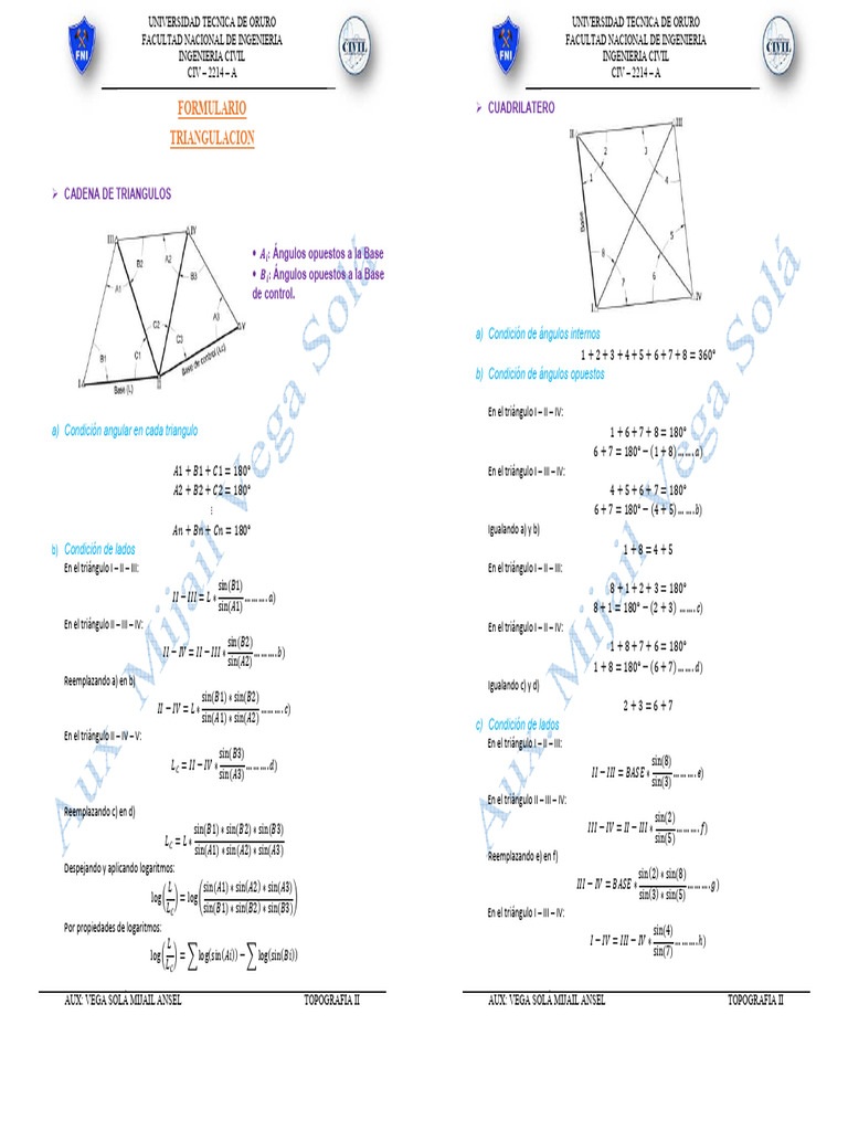 3.- Formulario Triangulacion | PDF | Geometría del plano euclidiano | Formas geométricas
