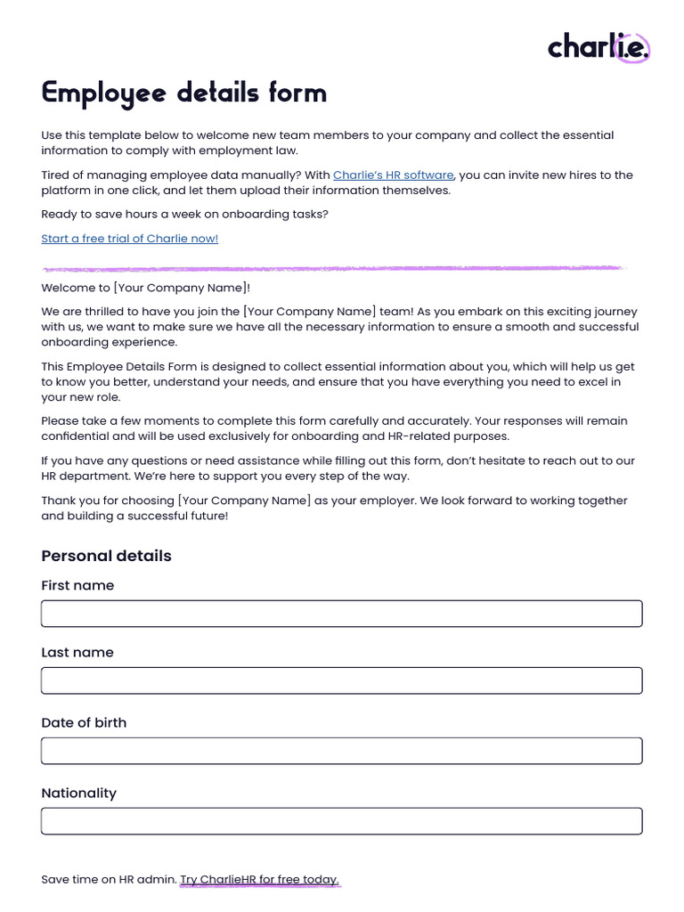 Employee Details Form | PDF