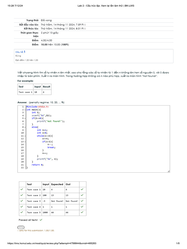 Lab 2 Cau truc lap | PDF