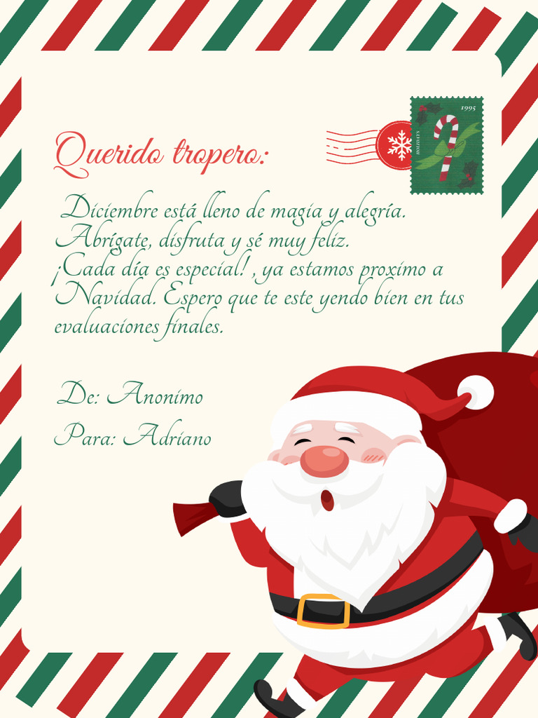 Carta para Santa Claus para Niños Clásica Verde y Rojo | PDF