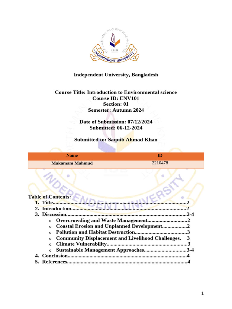 Env,Assignment (F.1)[1] | PDF | Coast | Beach