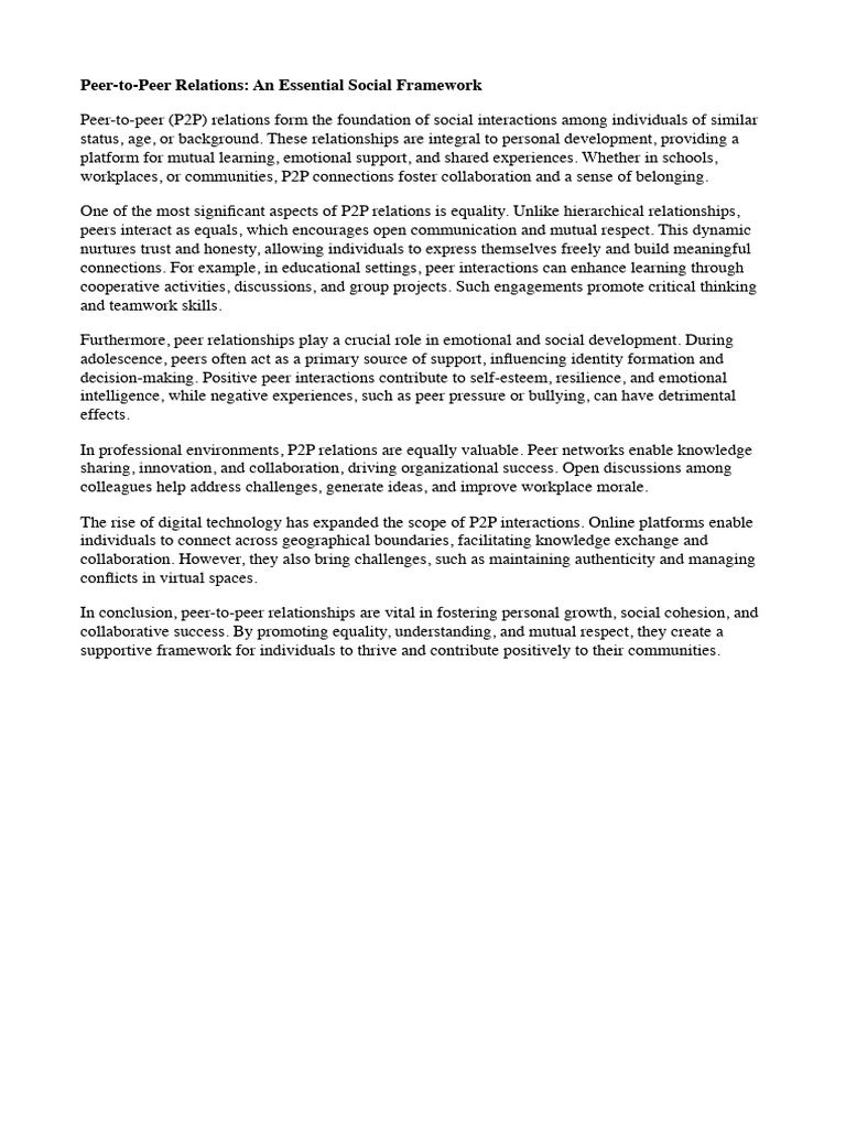 Peer To Peer Relations Pdf