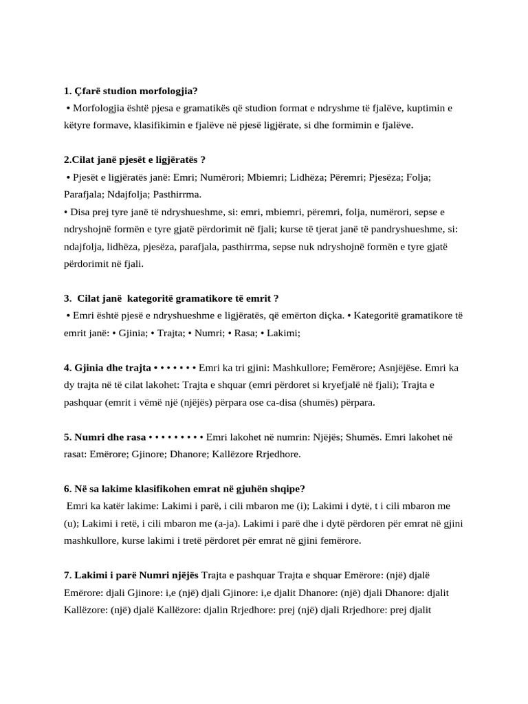 Pyetjet e Konkursit Gjuhë Shqipe 2024 | PDF