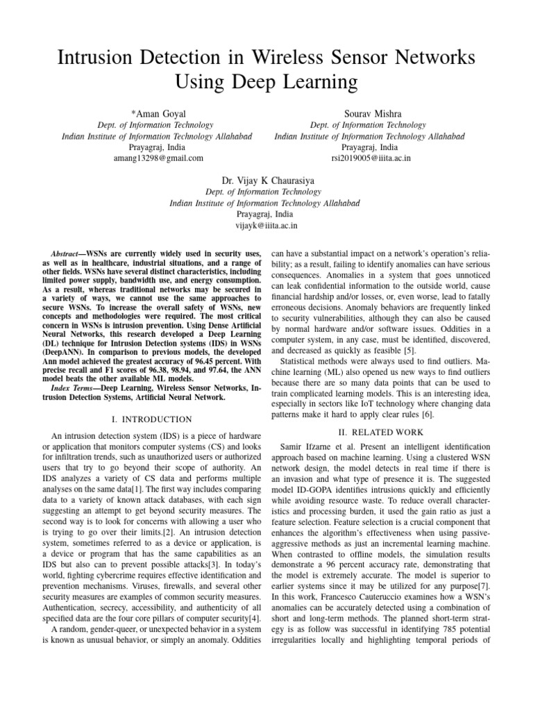Intrusion Detection in Wireless Sensor Networks | PDF | Machine Learning | Wireless Sensor Network