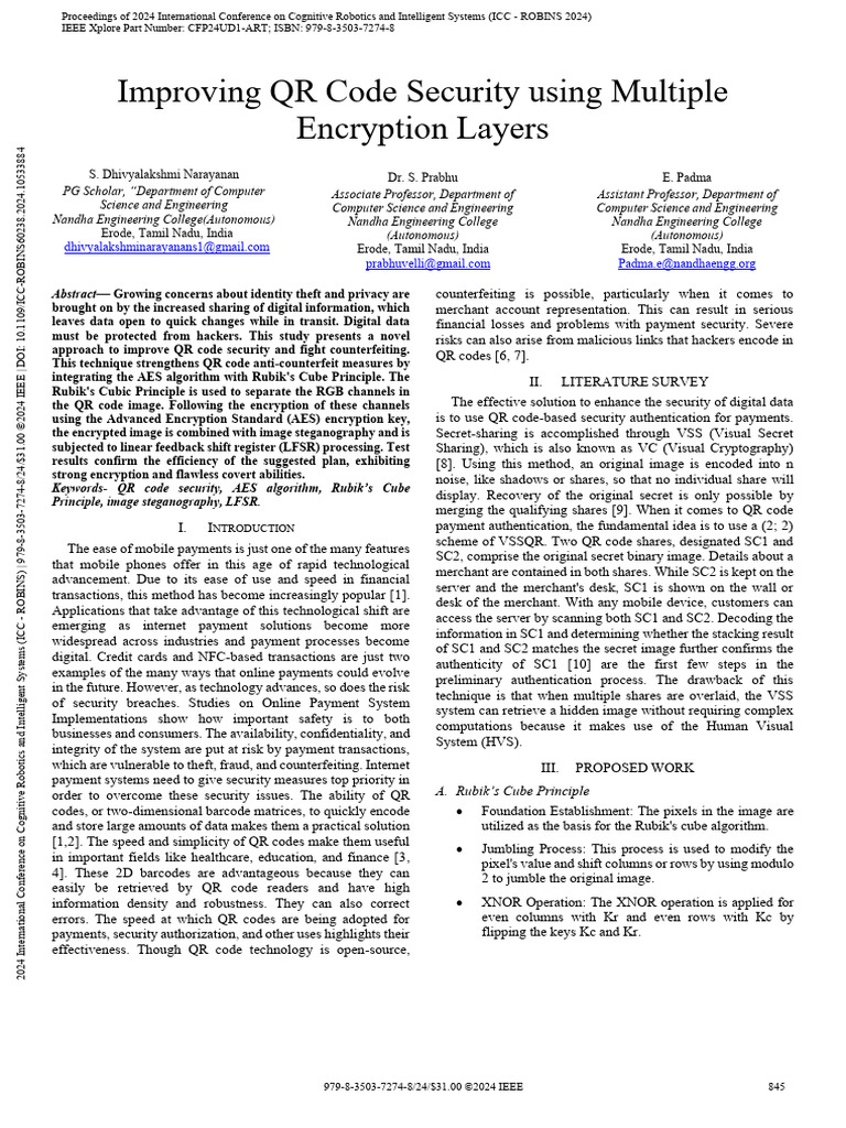 Improving QR Code Security Using Multiple Encryption Layers | PDF | Encryption | Qr Code