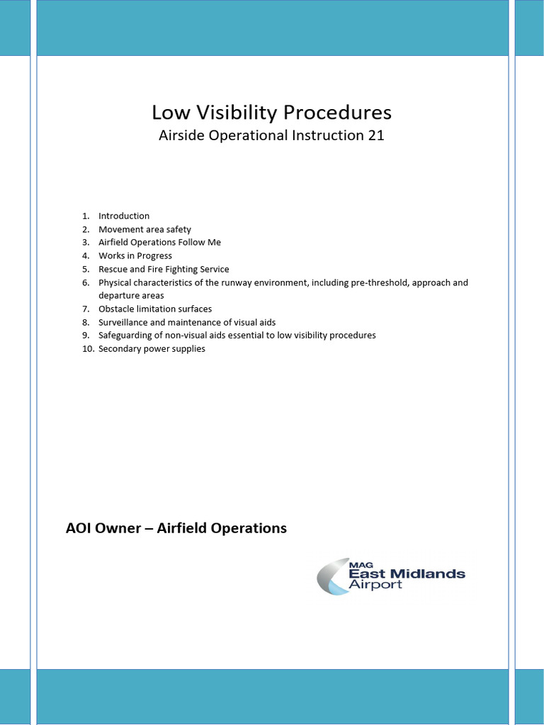 Aoi 21 Low Visibility Procedures | PDF | Airport | Air Traffic Control